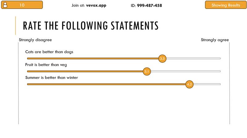 Slider scale polls with Vevox